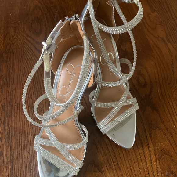 Jessica Simpson | Shoes | Jessica Simpson Silverrhinestone Heels | Poshmark